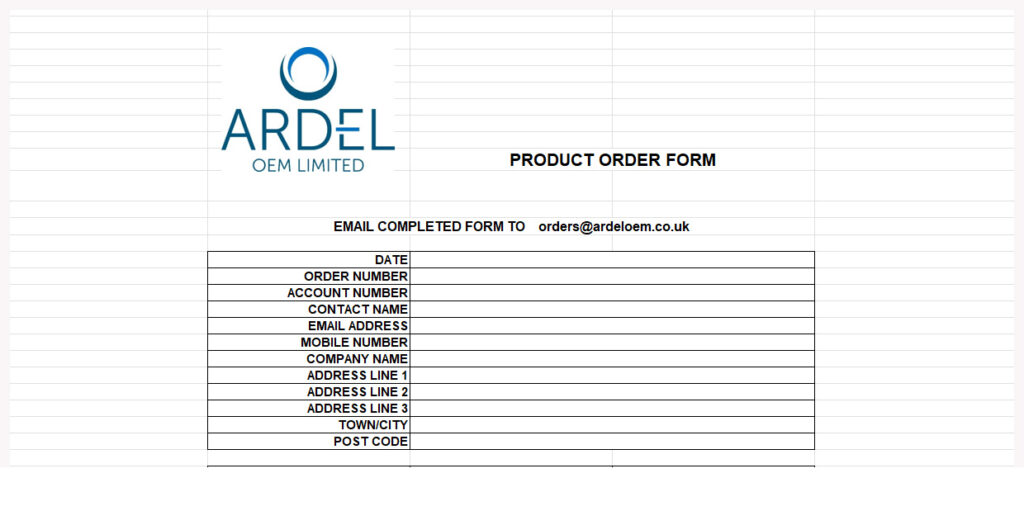 ORDER FORM - Ardel OEM Limited